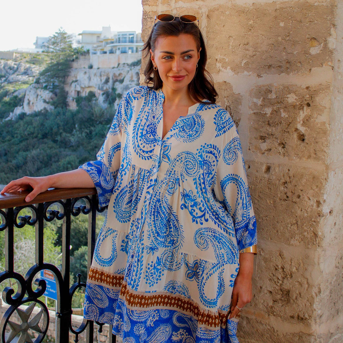 Paisley Smock Tunic Dress – Blue Tiger Boutique